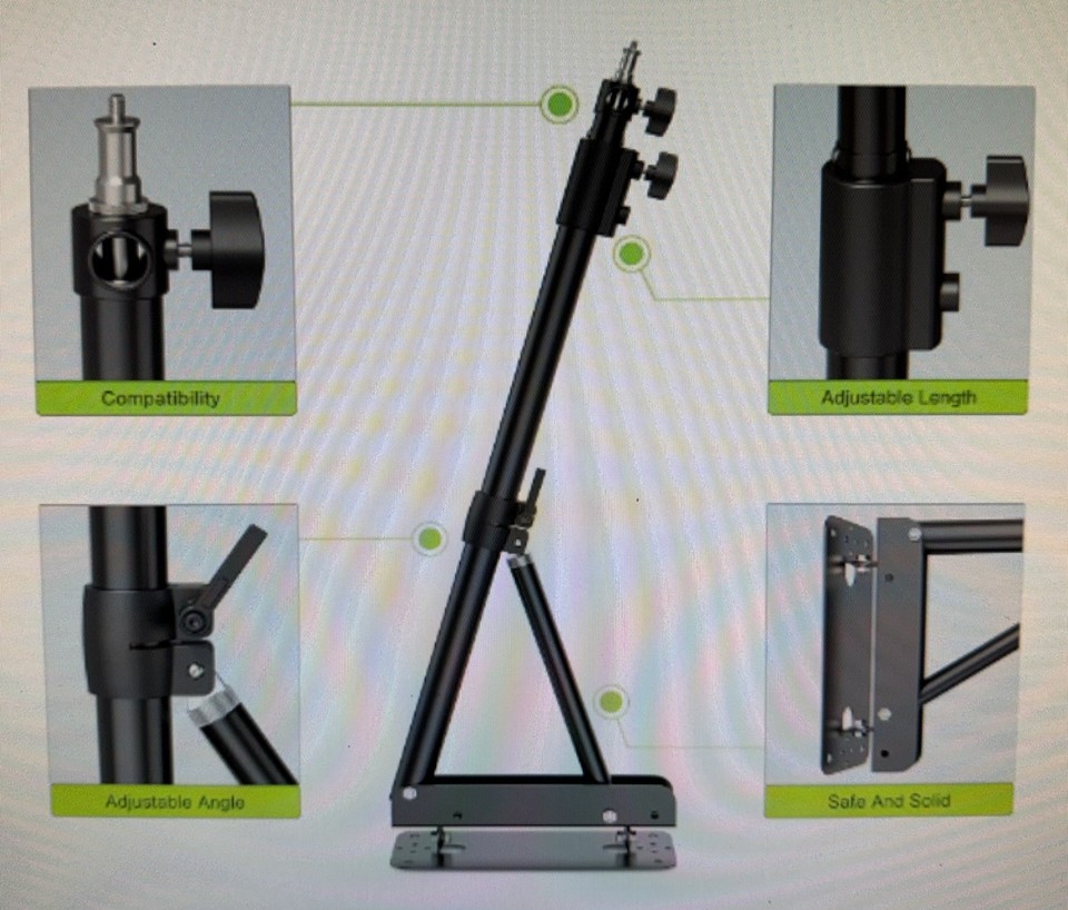 Ring Light Wall Mount Triangle Boom Arm 51" 180 Rotation Camera Softbox ...