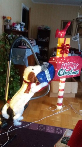 Home Accents Holiday 60 In. LED Lighted Tinsel Dog With Mailbox for ...