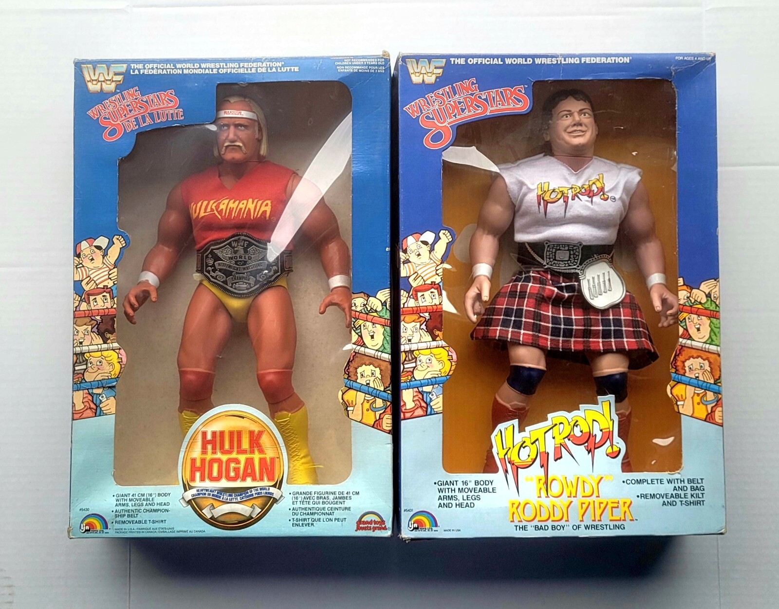 wwf ljn hasbro wrestling superstars 16" hulk hogan & US roddy piper ...