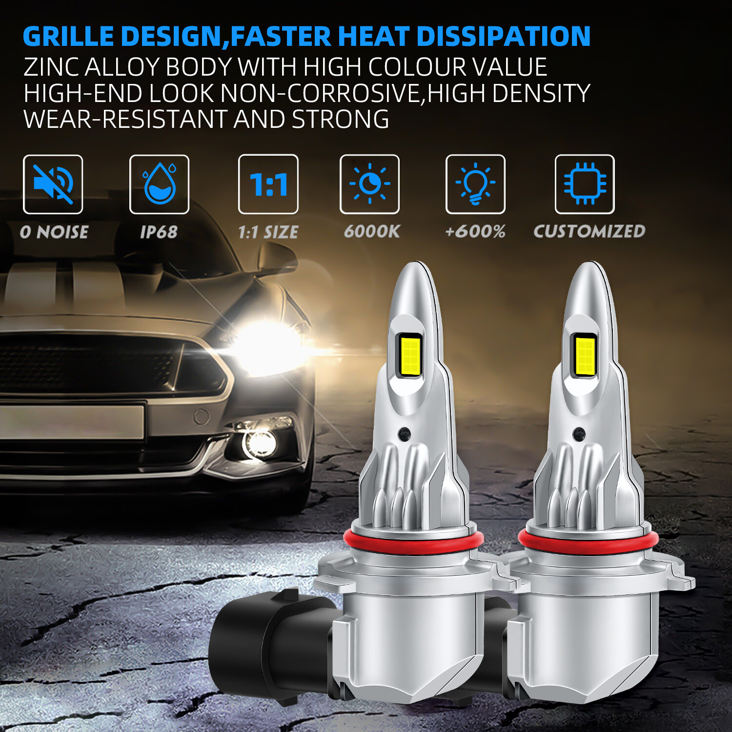 9005 HB3 LED Headlight Kit High Beam Bulbs For Honda Civic Hatchback ...