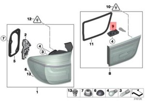 Genuine BMW E70 SUV Bulb Holder Rear Light In Trunk Lid Right OEM ...