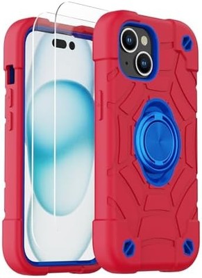 For iPhone 15 Plus/14 Plus Case with 2 Screen Protectors & Ring Stand ...