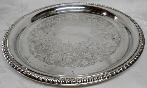 INTERNATIONAL SILVER COMPANY 12" ROUND SILVERPLATED FLORAL TRAY | eBay