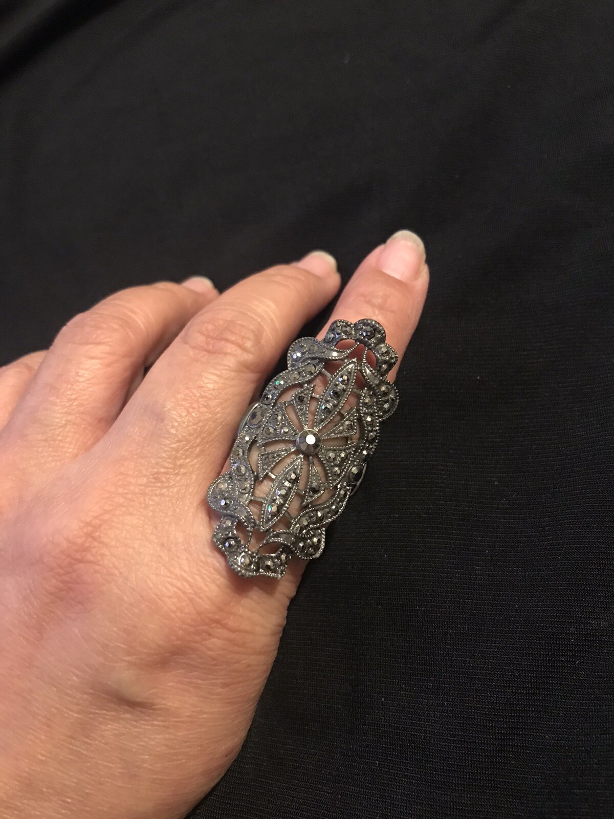 Vintage Faux Marquesite Medieval Style Elastic Ring | eBay