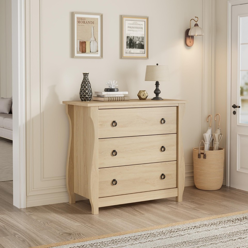 3/6/7 Drawers Dresser Wood Boho Storage Chests with Curved Legs for ...
