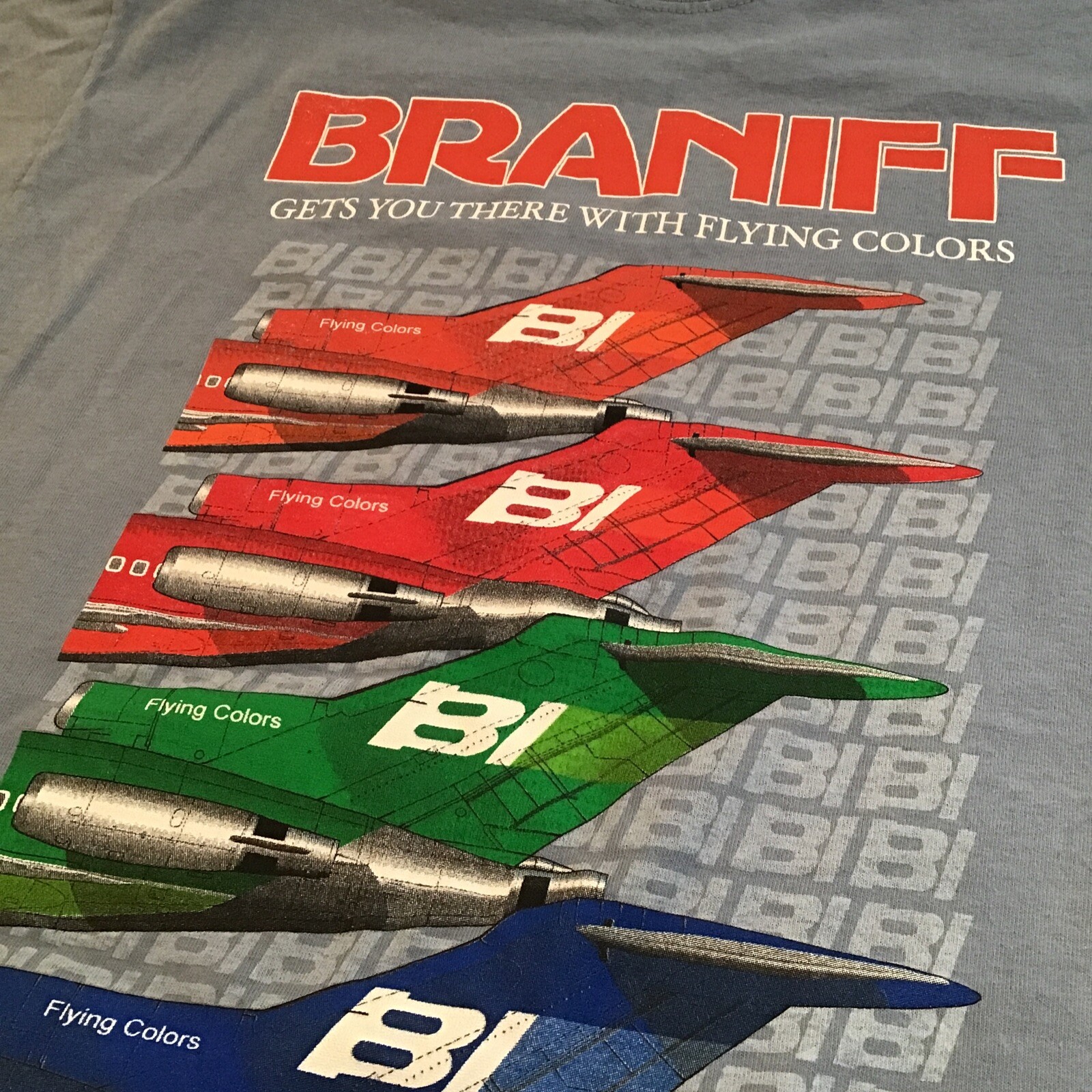 Vintage BRANIFF Airlines Advertising Logo T-Shirt “727 Braniff Place ...