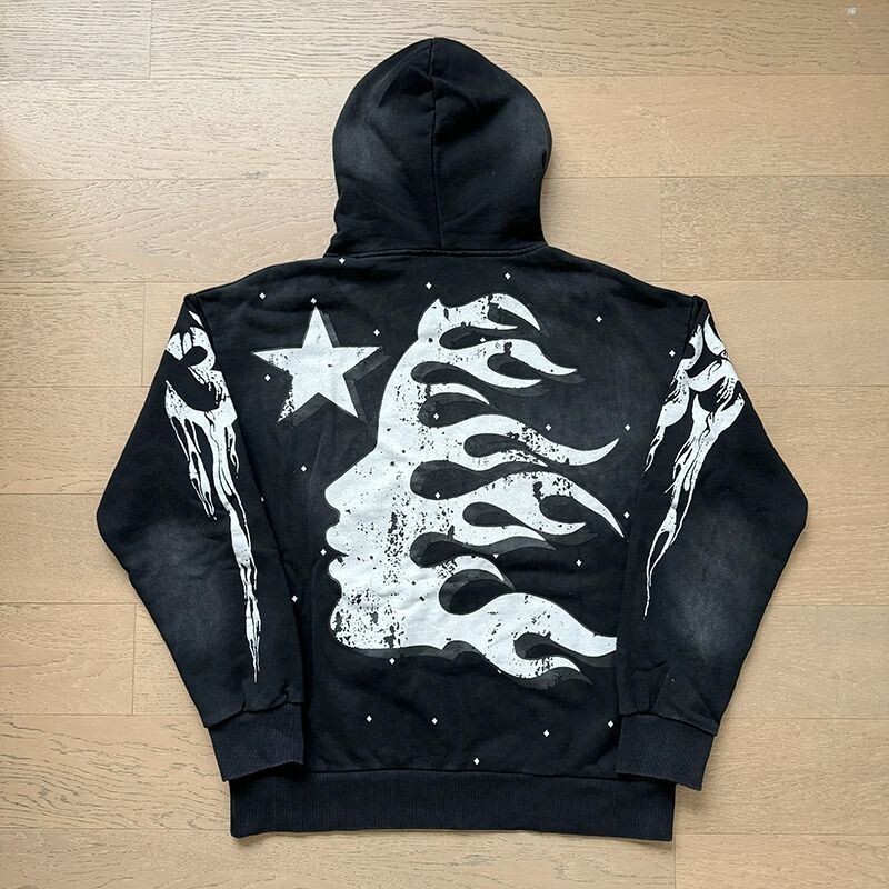 HELL print STAR hoodie black Street Casual S, M, L, XL | eBay