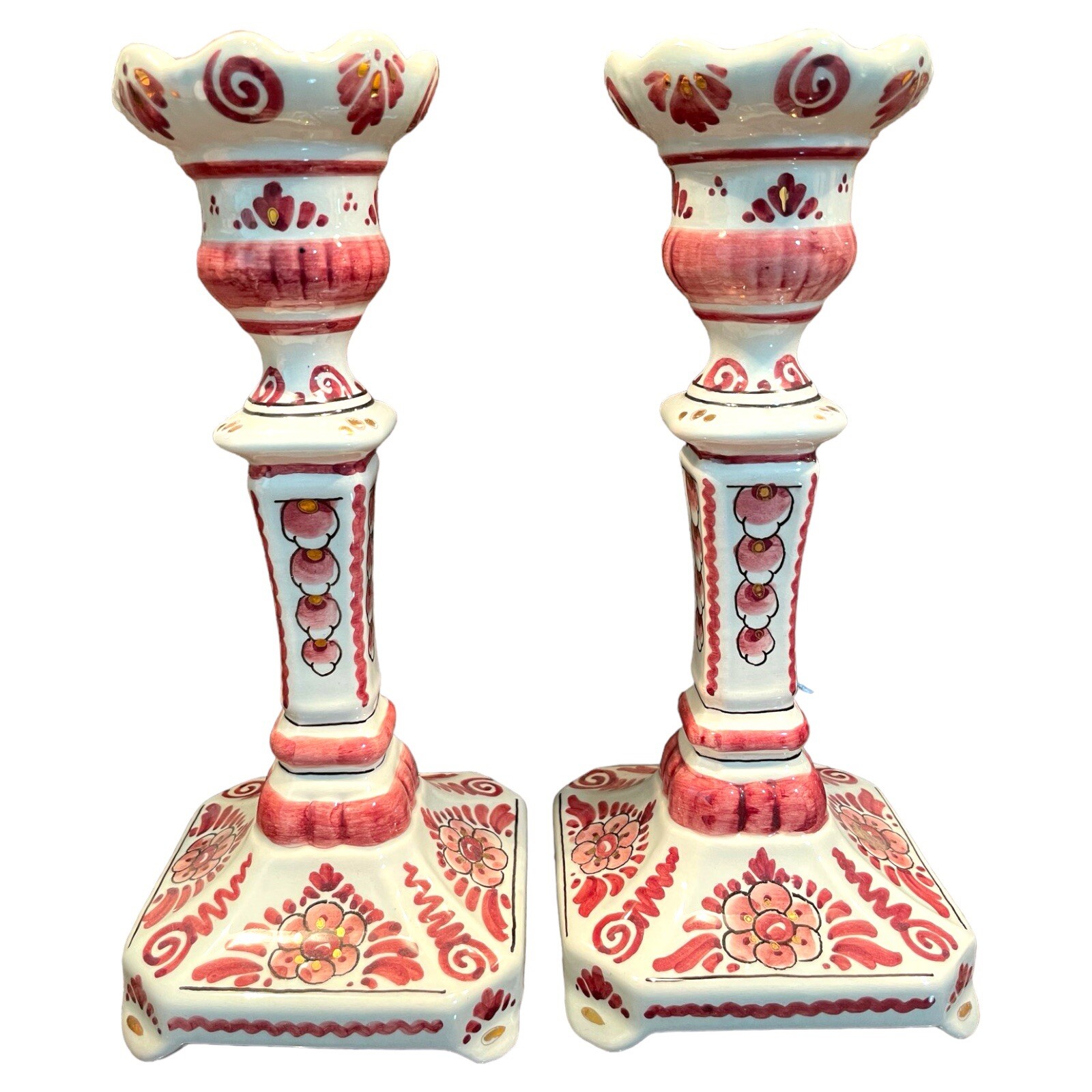 PAIR of DELFT ROOD HOLLAND RED & WHITE HAND PAINTED POTTERY ...