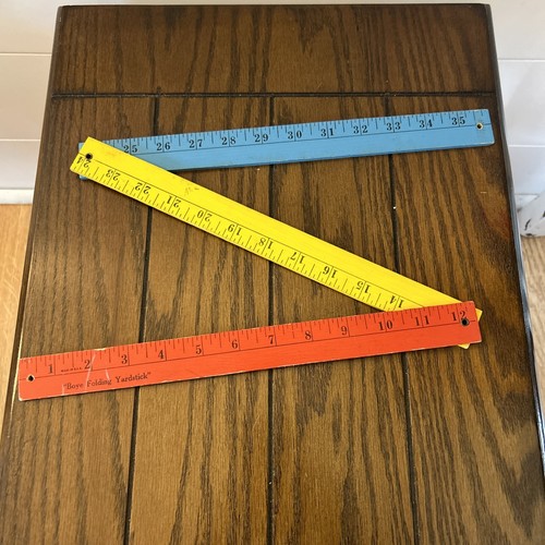 Boye Folding Yardstick Wood Ruler Red Yellow Blue Measurement Made In ...