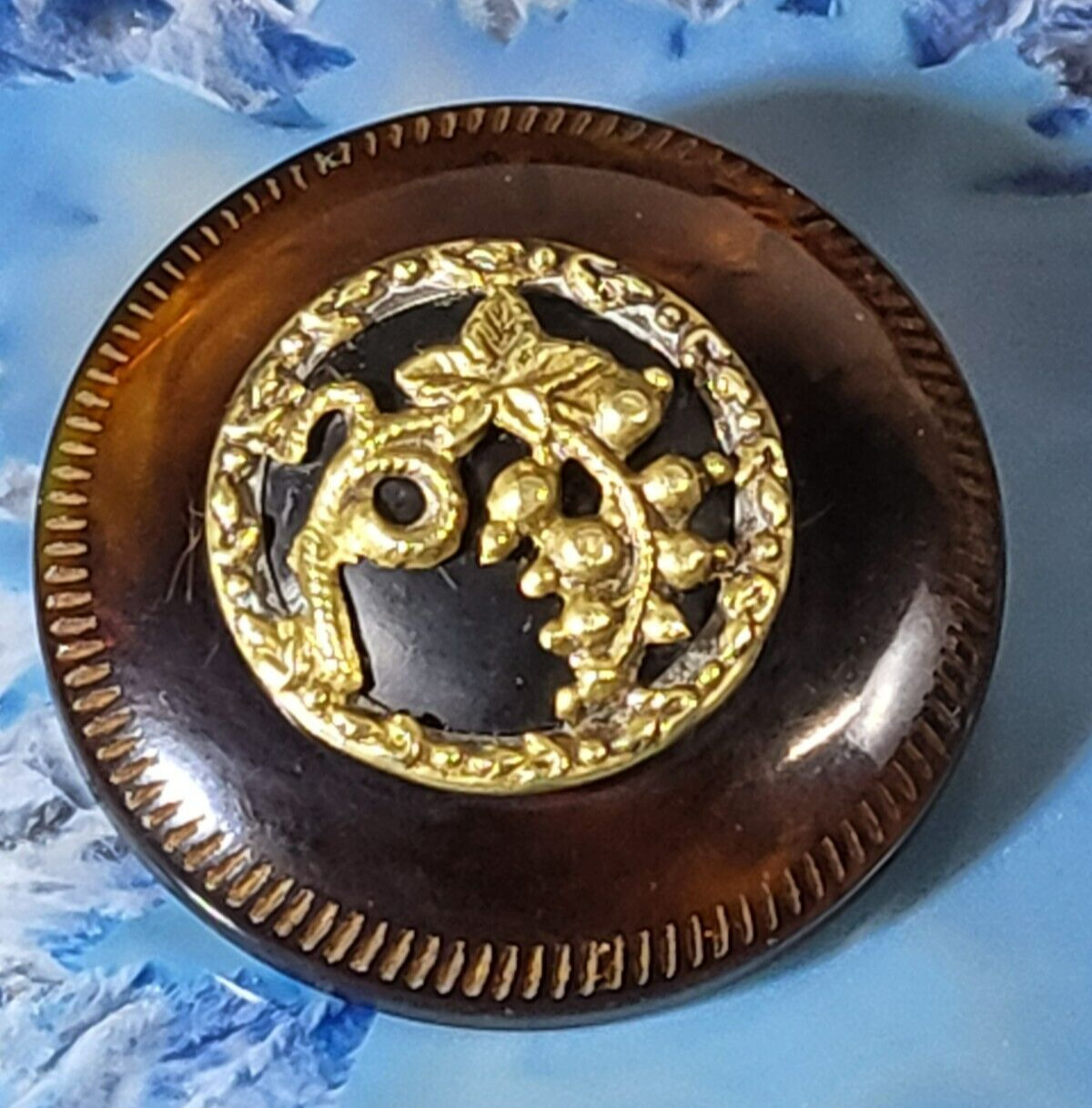 Vintage Amber Lucite With Brass Overlay Grape Vine St… - Gem