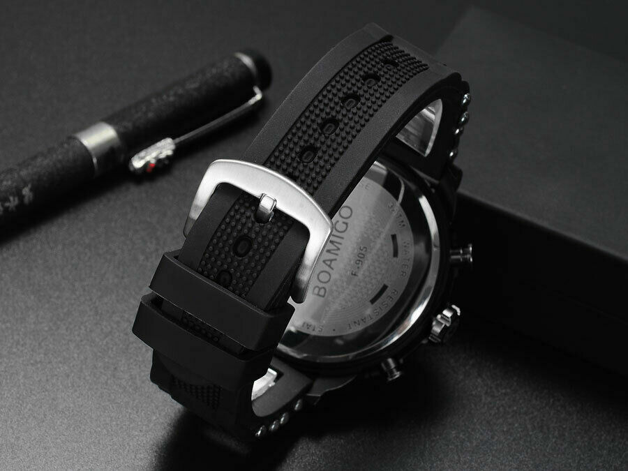 BOAMIGO AnaDigi Watch Blue LED light Sports 3 Time Zones | eBay