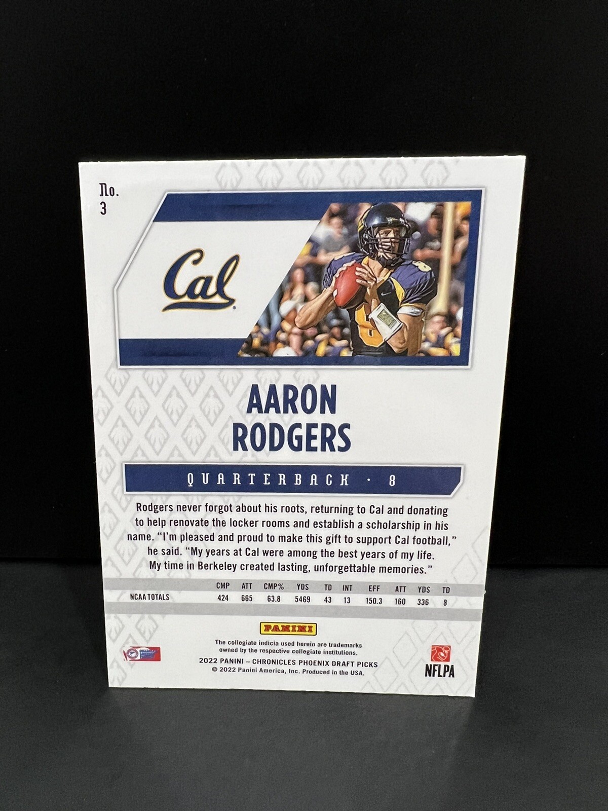 Aaron Rodgers 2022 Panini Chronicles Phoenix Draft Picks Card #3 Cal ...