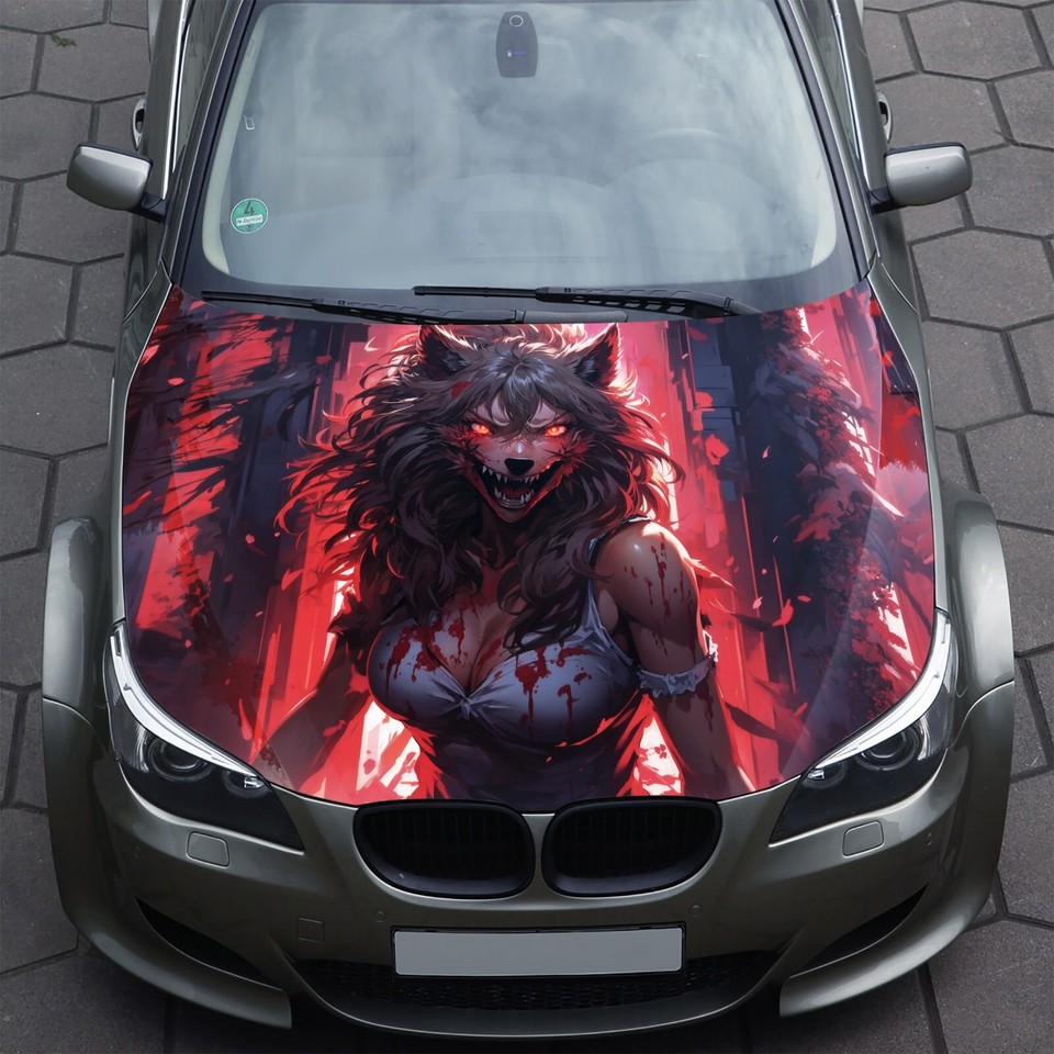 Werewolf Women Car Hood Wrap Decal Vinyl Sticker Graphic | Multicolor ...