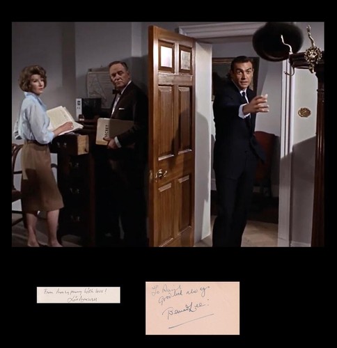 BERNARD LEE & LOIS MAXWELL 007 JAMES BOND SIGNED AUTOGRAPH "M" AND ...