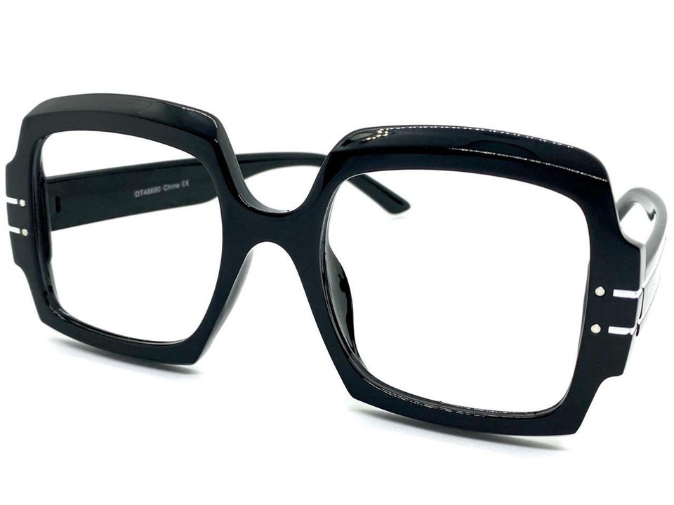 Oversized RETRO Style Large Square Black Lensless Eye Glasses Frame ...