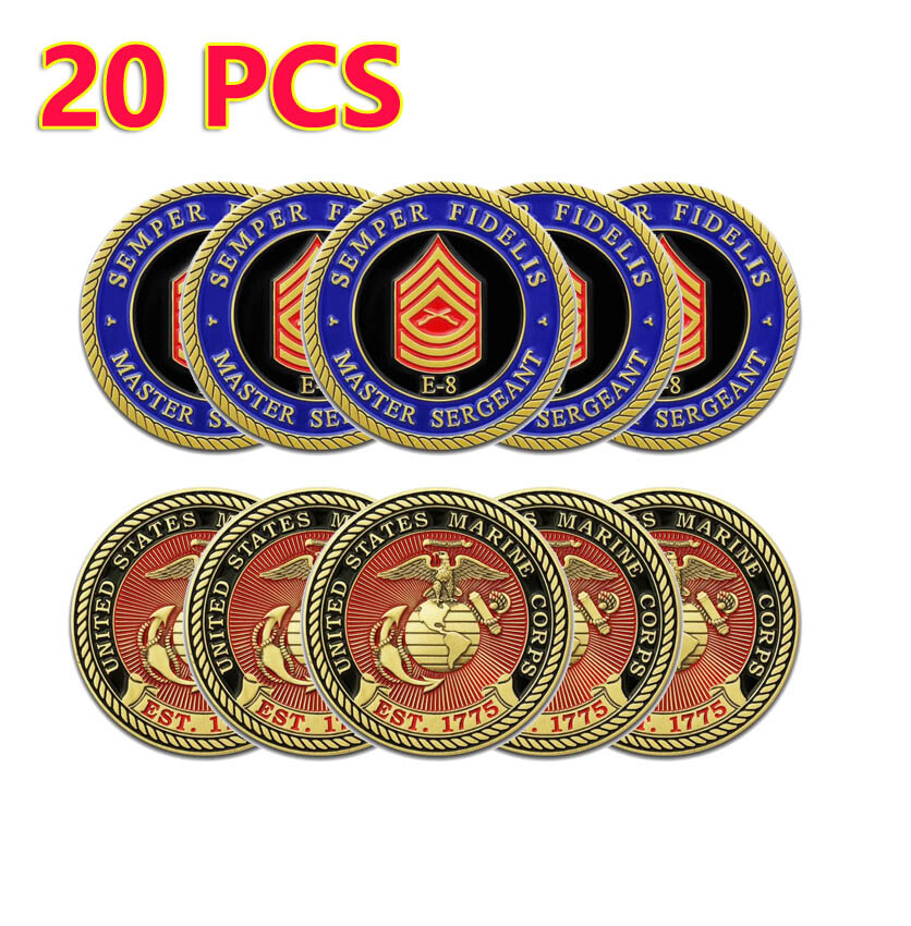 20PCS Master Sergeant E8 Challenge Coin Gift US Semper Fidelis Marine ...