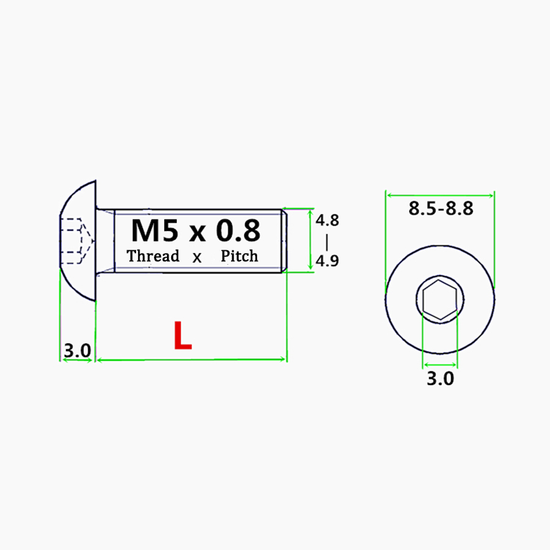 M5 Aluminum Alloy Anodized Dome Head Socket Screws Hex Socket Round ...