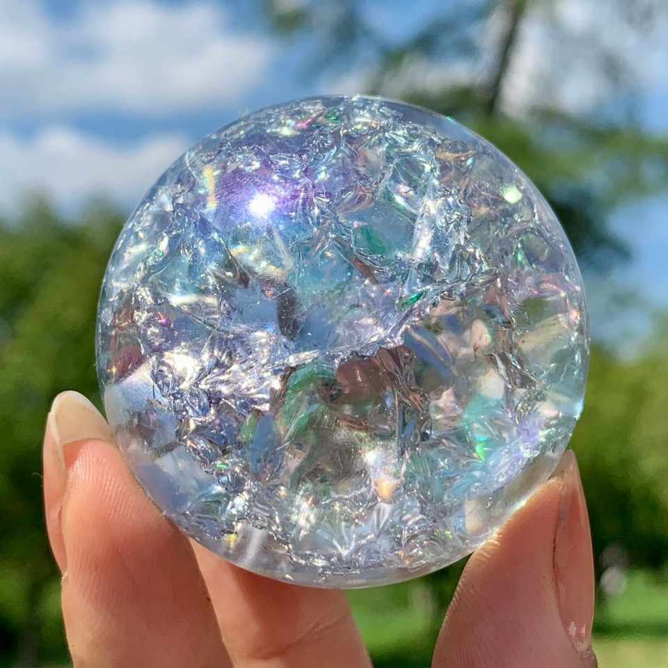 190.6G Natural Titanium Rainbow Quartz sphere Crystal ball Healing | eBay
