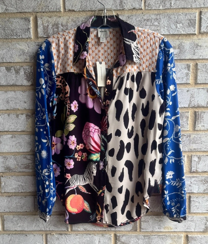 Maeve Paz Long Sleeve Button Front Multicolor Blouse Shirt Women's Size ...
