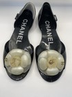 Authentic CHANEL Camellia Flower Ivory Black CC Shoes 36 | eBay