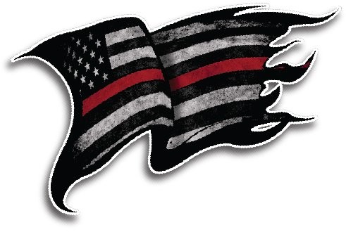 Tattered Distressed Thin Red Line Flag Firefighter Fire Department Fire ...