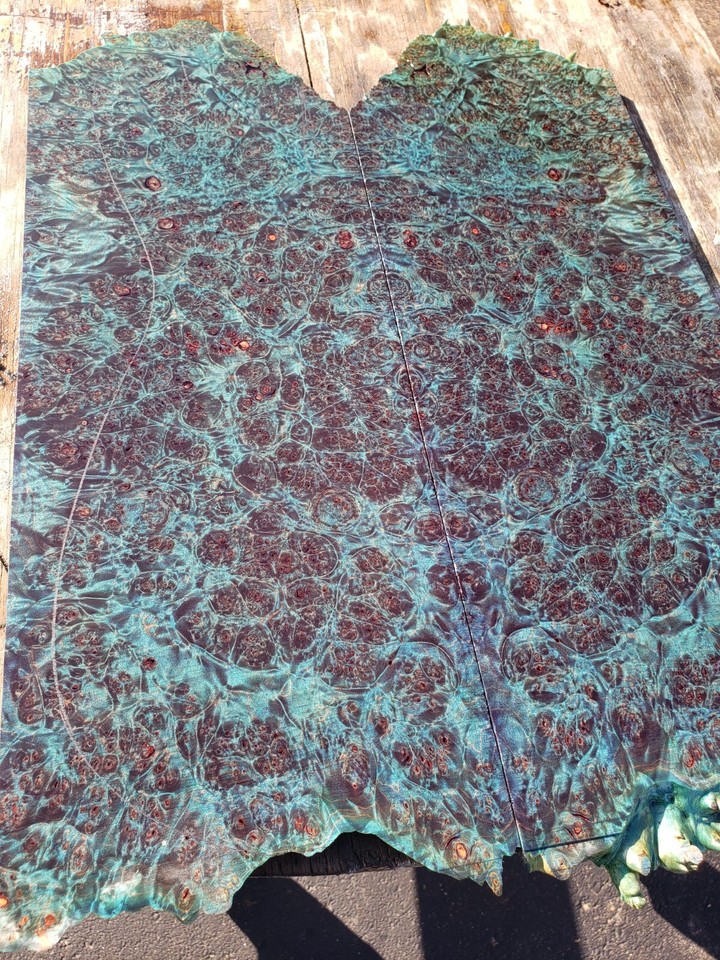 Blue maple burl dyed & stabilized top guitar top wood bass figured wood ...