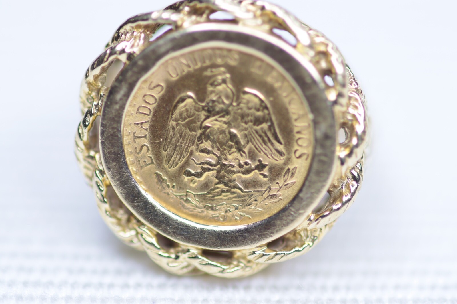 14KP Gold Dos Pesos Gold Ring Mexicanos - Gem