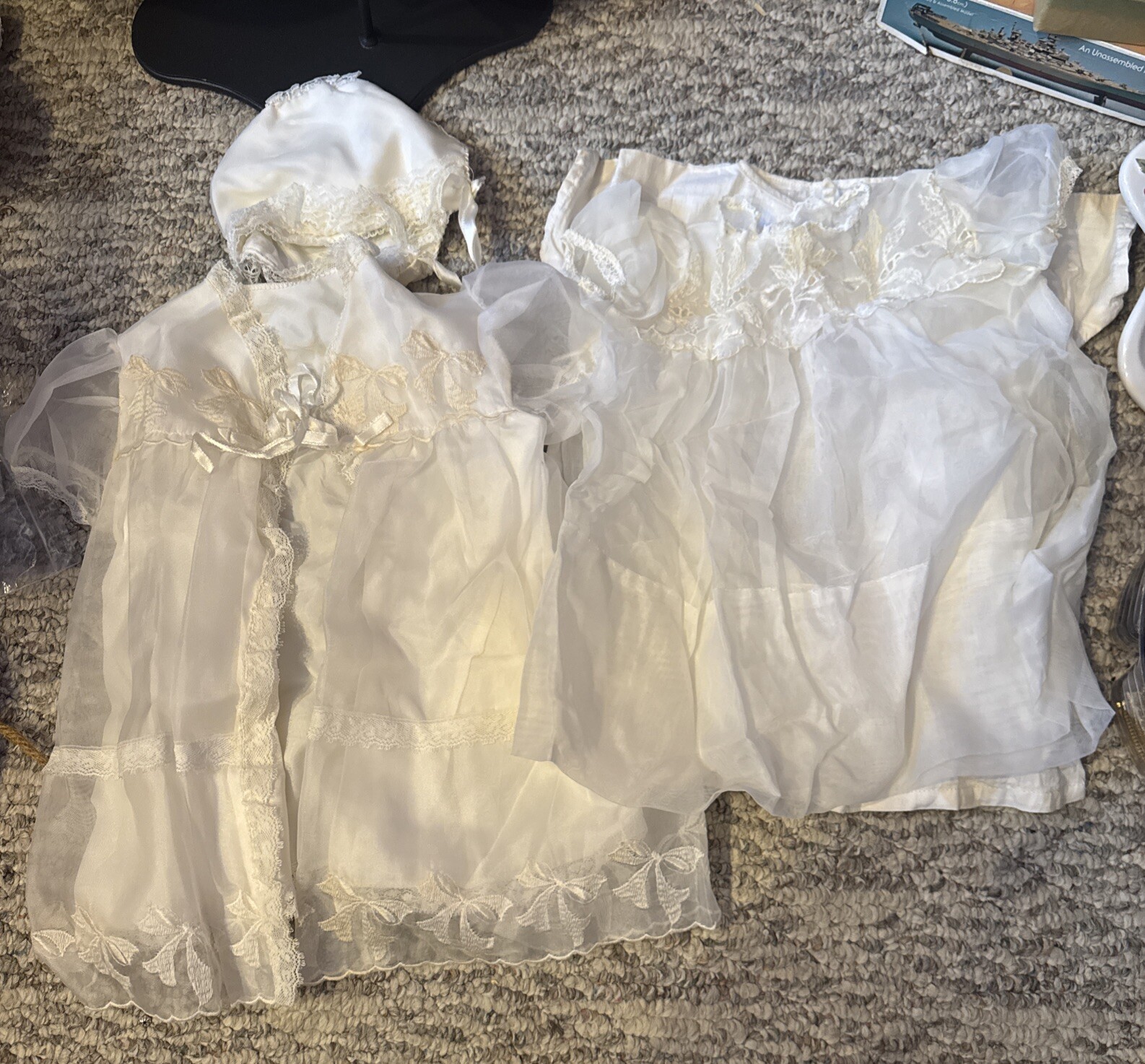 VTG 4 Pc Baby Girl Dresse Linen Cotton White Embroide… - Gem