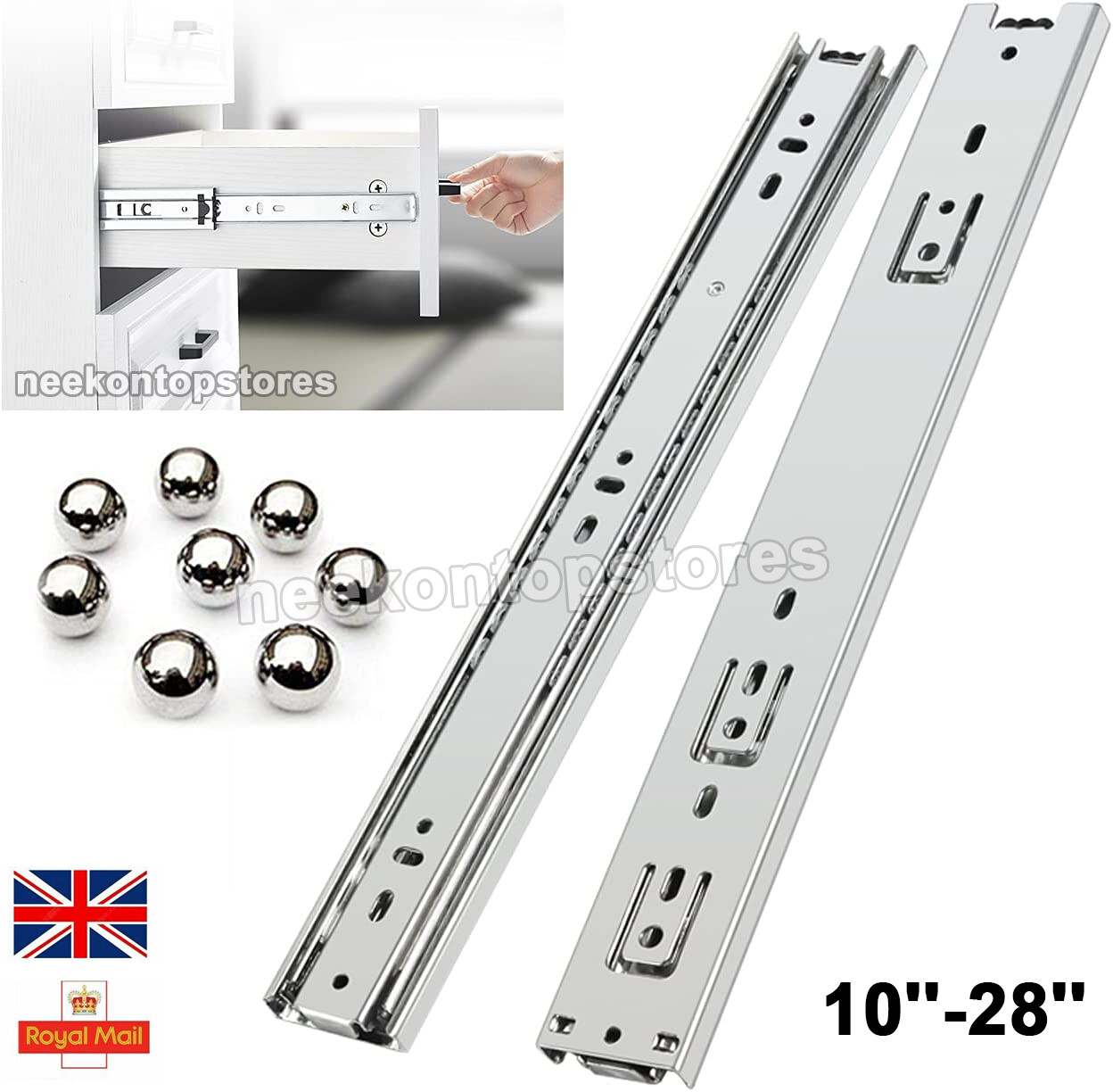 Heavy Duty Drawer Runners Draw Slides 350mm-700mm Ball Bearing Storage ...