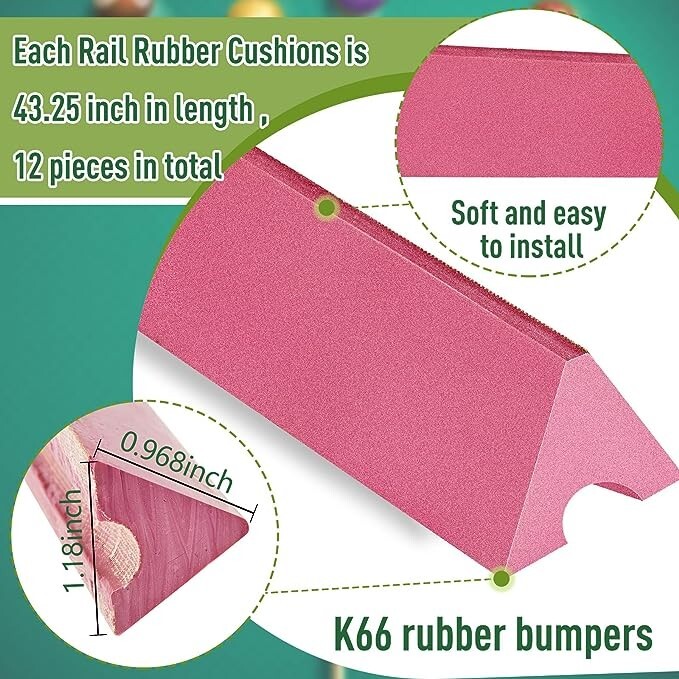 K66 American Rail Pool Snooker Billiard Table Ball Cushion Bumper ...