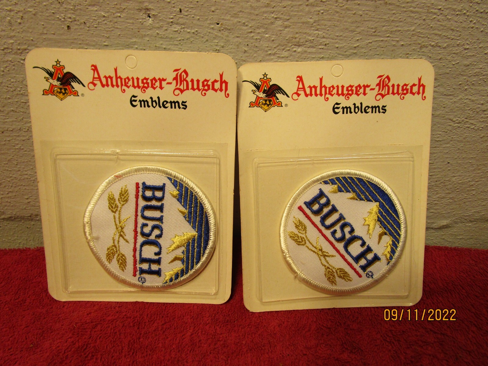 Lot of 2 Vintage NOS 3" Inch Busch Beer Patches in Packaging Anheuser ...
