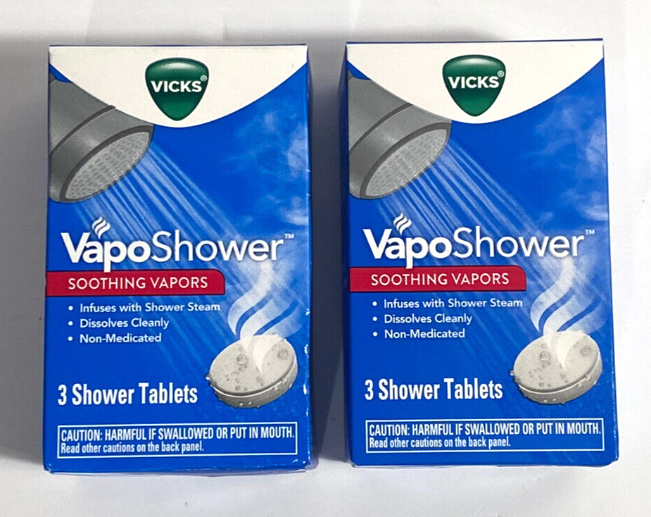 2 Individual Vicks VapoShower Soothing Vapors Shower Tablets 3pk each ...