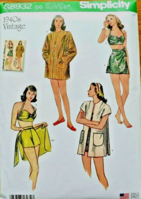 SIMPLICITY PATTERN 8932 SWIMSUIT WRAP 1940 RETRO MISS SIZE 4 6 8 10 12 ...