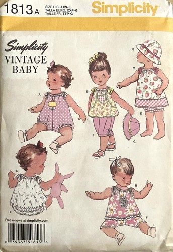 Simplicity 1813 Vintage Baby Romper Dress Top Pants Pattern Size XXS-L ...