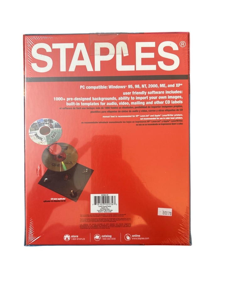 Staples CD Label Kit Applicator Software Labels & Jewel Case Inserts ...