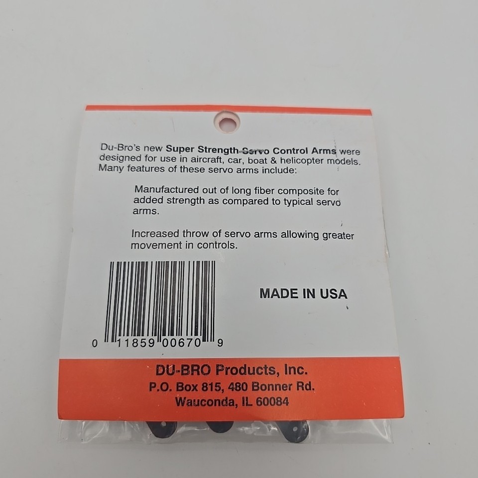 NEW Dubro Futaba J Long Servo Arms Super-Strength (8) 670 | eBay