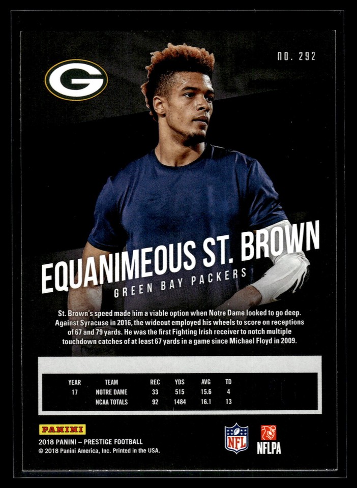 Equanimeous St. Brown 2018 Panini Prestige Rookie C Card #292 | eBay