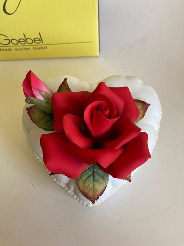 Garden Glories Goebel Porcelain Music Box Red Rose Heart, Plays “Love ...