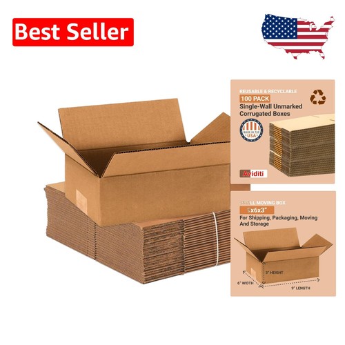 9"L x 6"W x 3"H Kraft Shipping Boxes - 100-Pack for All Your Packaging Needs | eBay
