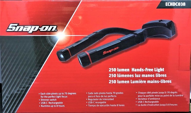 Snap-on 250 Lumen Rechargeable Hands LED Neck COB Light ECHDC038 for ...