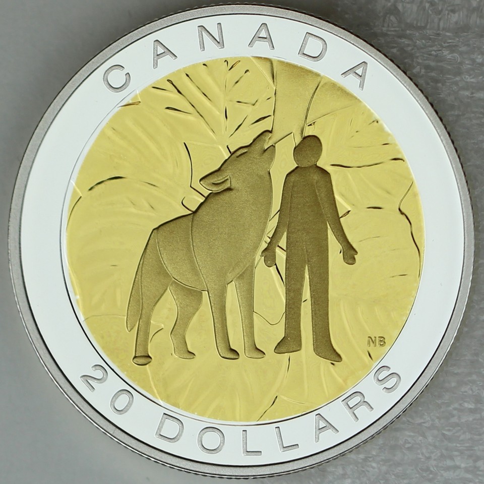 2014 $20 Seven Sacred Teachings Humility Wolf 1 oz Pure Silver Proof ...