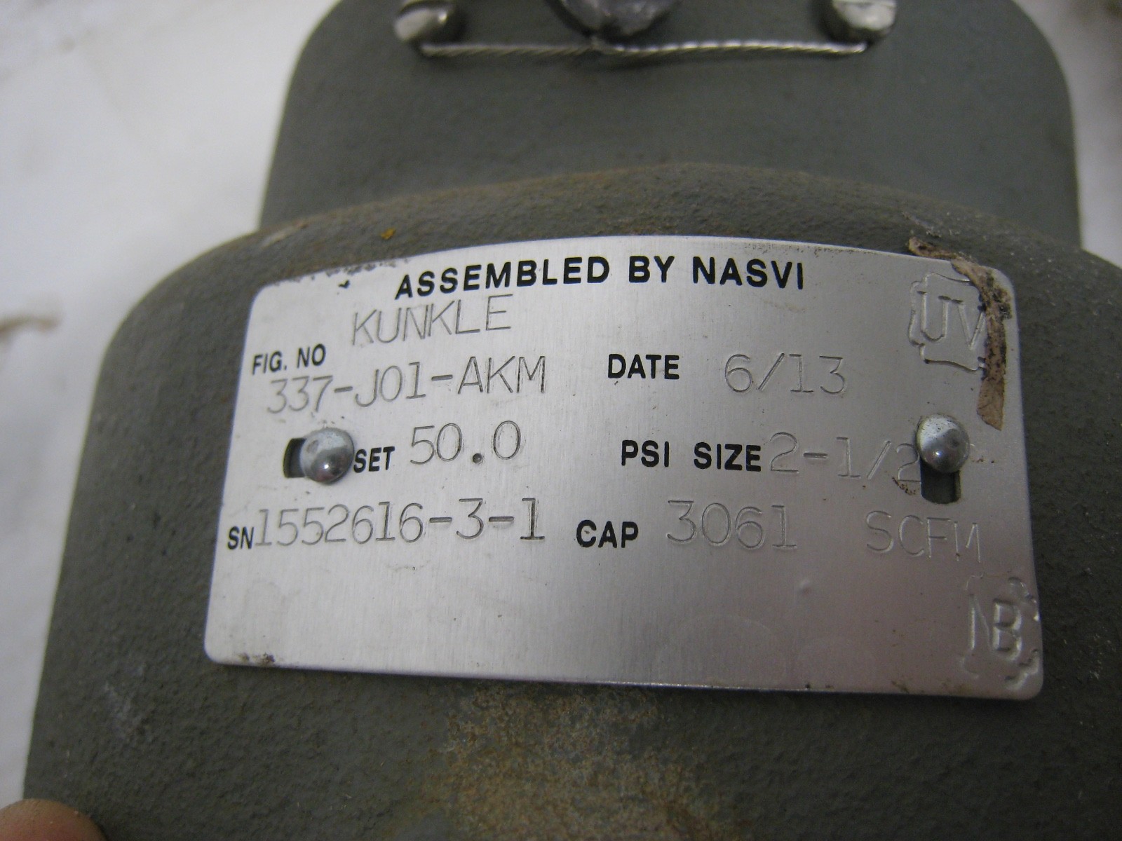 KUNKLE 337 J01 AKM VACUUM SAFETY RELIEF VALVE | eBay