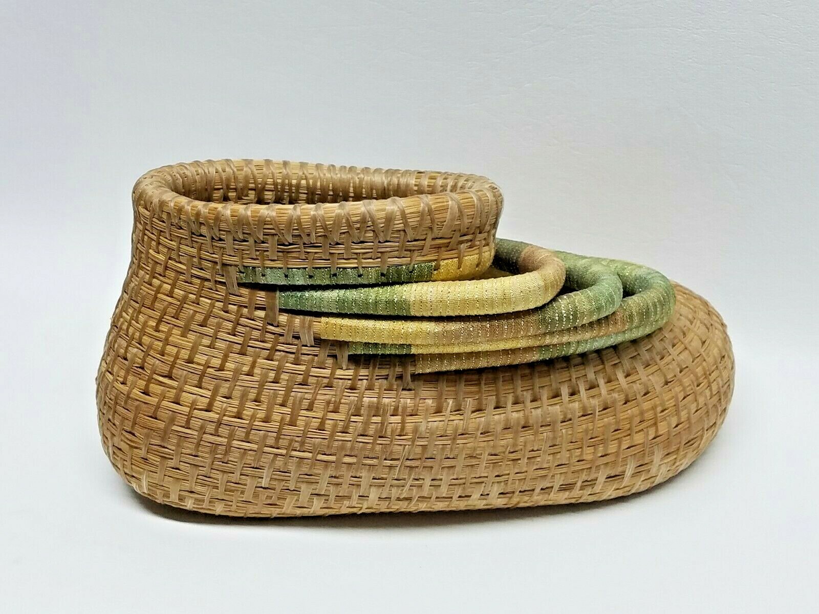 DEBORA MUHL Free Form Hand Woven Coiled Basket SHOE SCULPTURE BASKET ...