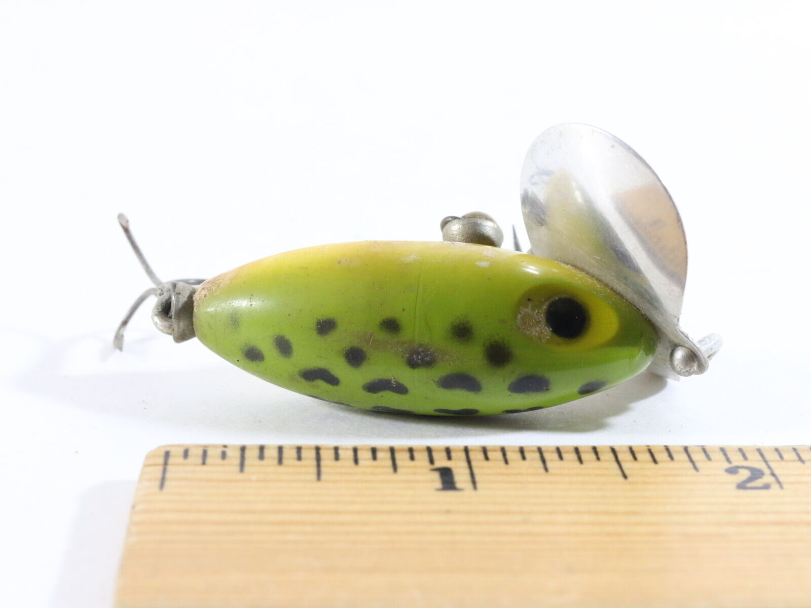 Vintage Jitterbug Fred Arbogast Hardbody Plug Green & Yellow Fishing ...
