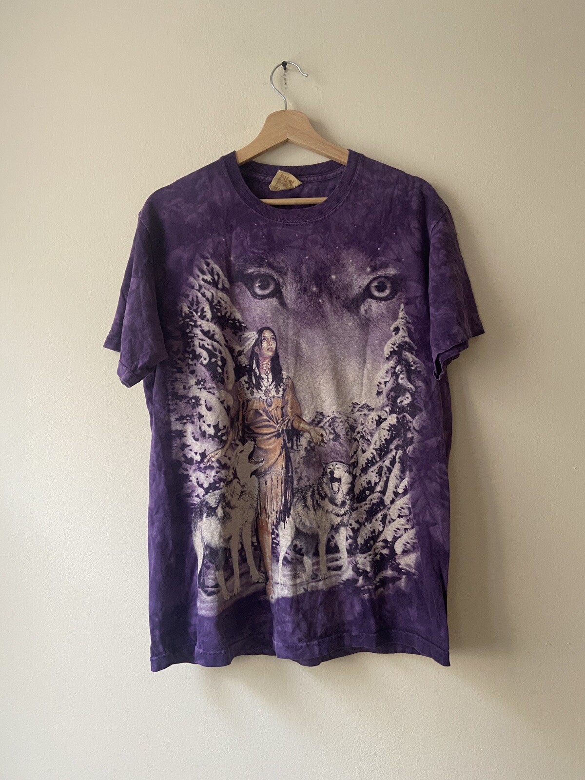 Vintage 90s The Mountain animal nature art wolf Nativ… - Gem