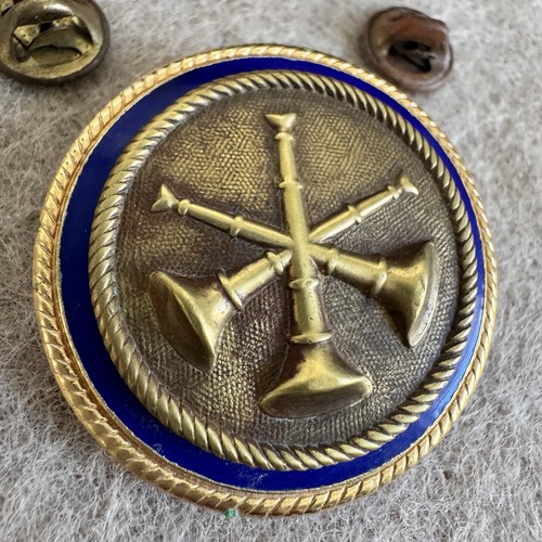 Vintage Bugles Blue Enamel Gold Tone Collar Pin Fire Department ...