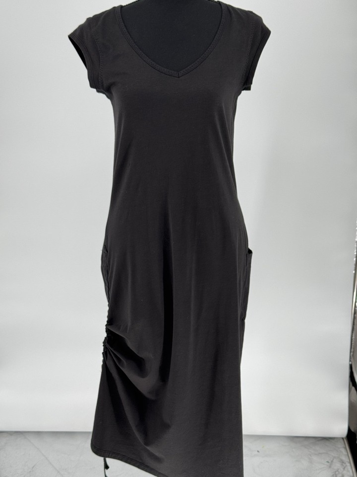 Toad & Co Muse Midi T-shirt Dress Womens S Organic Cotton Spandex Black ...