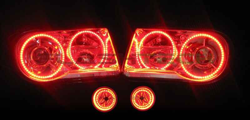 Bright Red Angel Eye Headlight & Fog Light Halo kit for Chrysler 300 05 ...