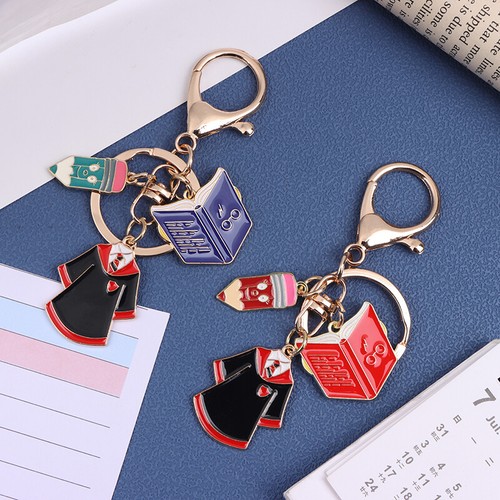 Graduation Gown Cap Keychain Cute Enamel School Uniform Book Pendant ...