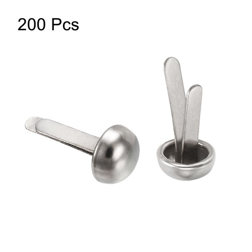 200pcs 6x12mm Mini Brads Round Paper Fasteners for Art Crafting, Silver ...